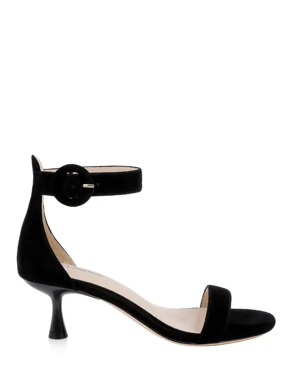 L'Agence Andelle Kitten-heel Sandal - Black Suede