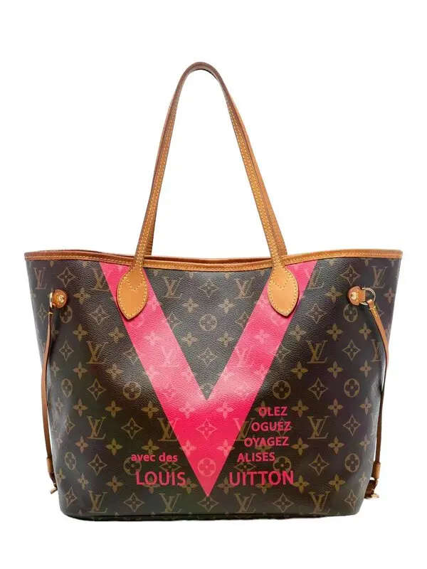LOUIS VUITTON 2015 Monogram V Neverfull Mm Tote Bag - Brown