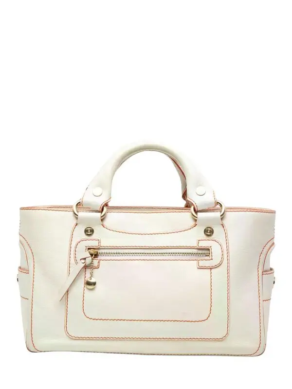 Celine 2000 Leather Boogie Handbag - White