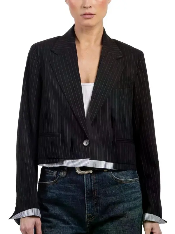 WE-AR4 Pinstriped Single-breasted Jacket - Black