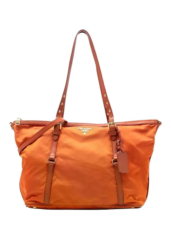 Prada Saffiano Trimmed Tessuto Satchel 2010-2025 - Orange