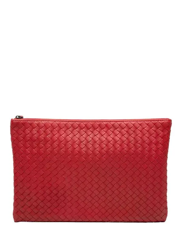 Bottega Veneta Nappa Intrecciato Clutch Bag - Red