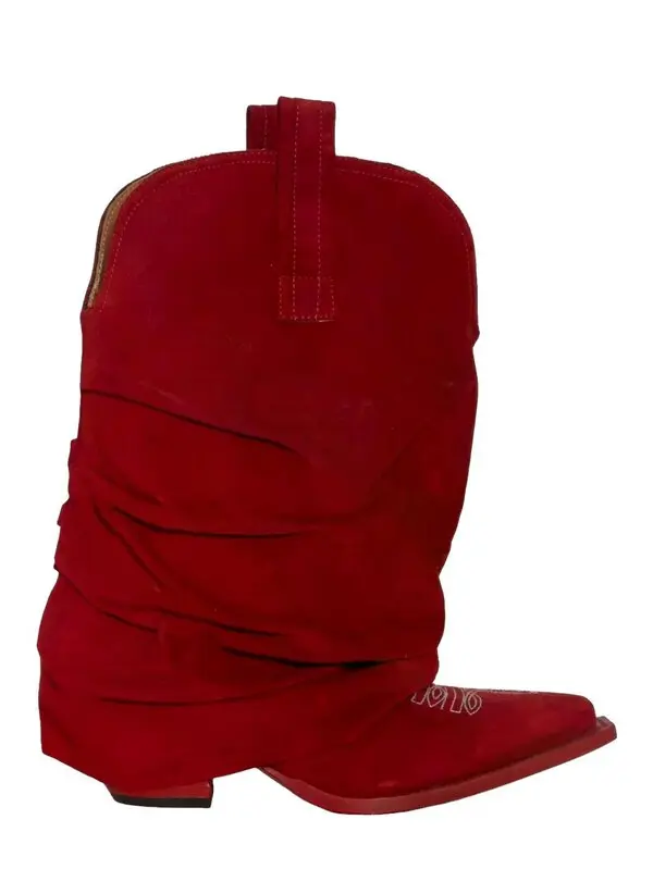 R13 Embroidered Leather Boots - Red