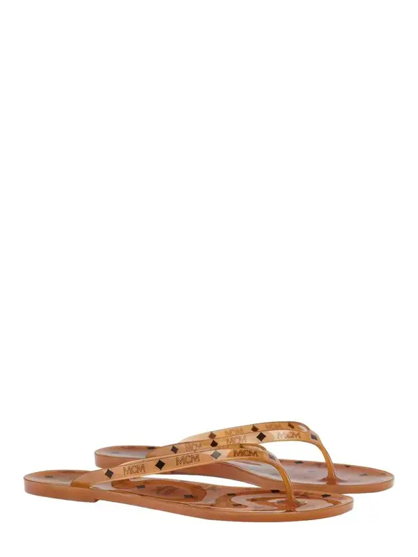 Mcm Monogram Thong Sandals - Brown