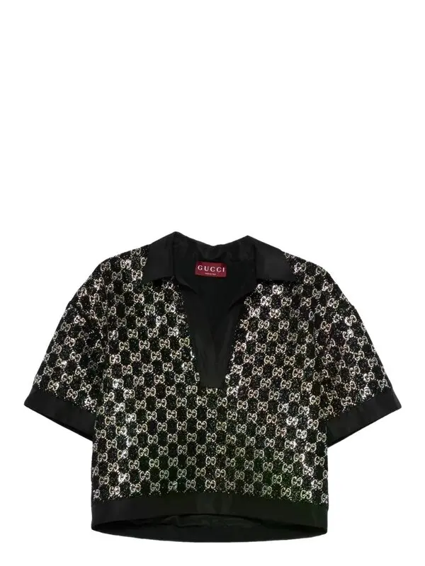 Gucci Sequin V-neck Top - Black
