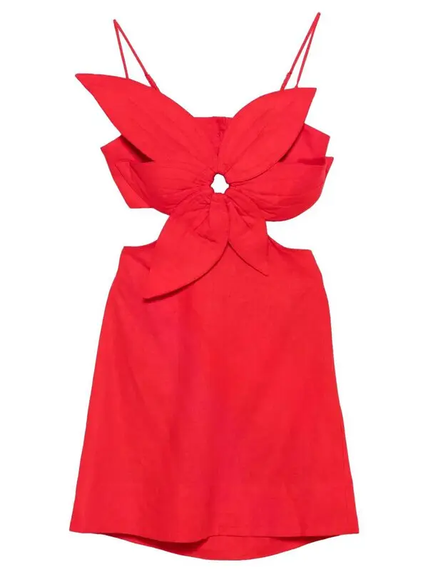 Farm Rio Flower Cut-out Mini Dress - Red
