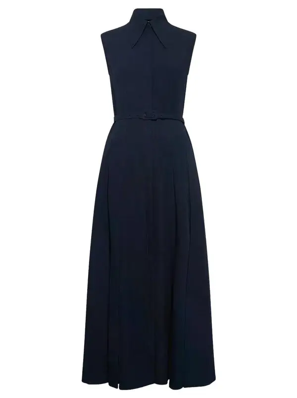 Gabriela Hearst Durand Pleated Belted Maxi Dress - Blue