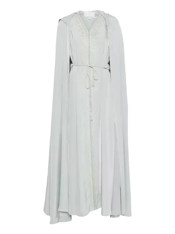 REEM AL DHAHERI Embroidered Hooded Kaftan Set - Grey