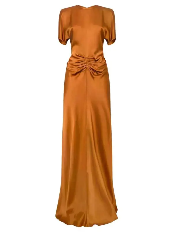 Victoria Beckham Ruched Maxi Dress - Brown