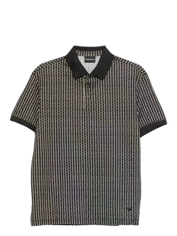 Emporio Armani Geometric-pattern Polo Shirt - Black