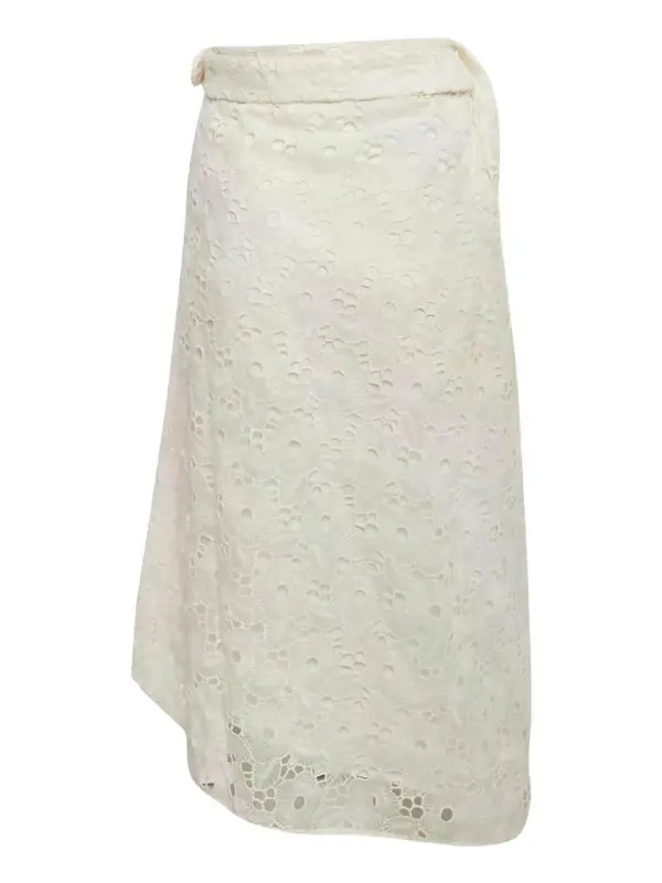 Victoria Beckham Lace Midi Skirt - White