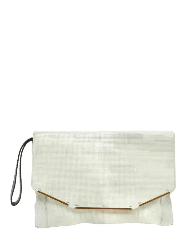 LANVIN Leather Clutch With Wrist Handle - White