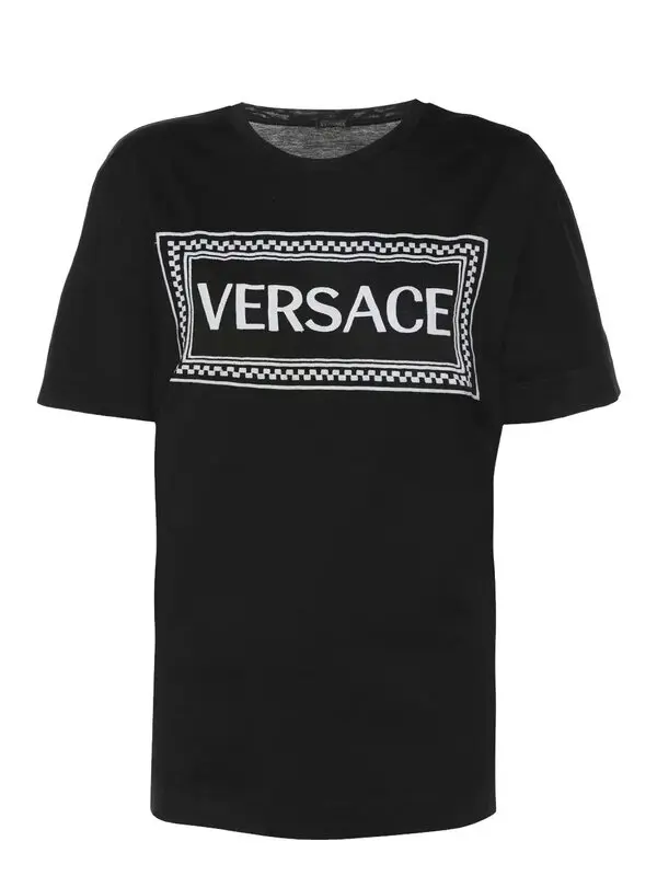 Versace Logo-embroidered T-shirt - Black