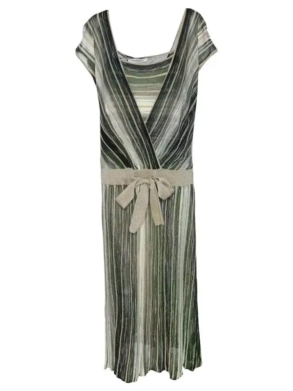 Marina Rinaldi Striped Midi Dress - Green