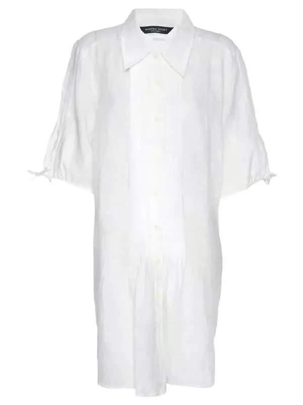 Marina Rinaldi Vintage Pleated Linen Dress - White