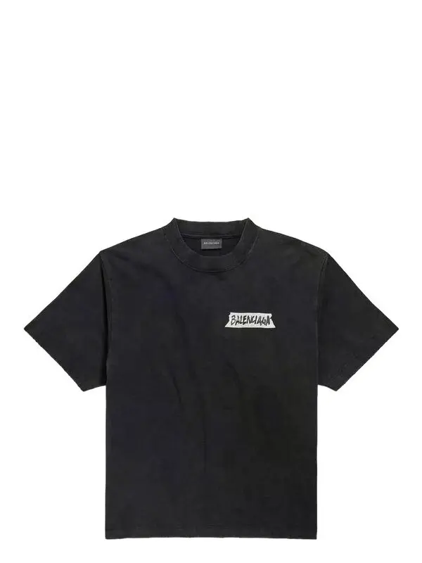 Balenciaga Logo-detail T-shirt - Faded Washed Black