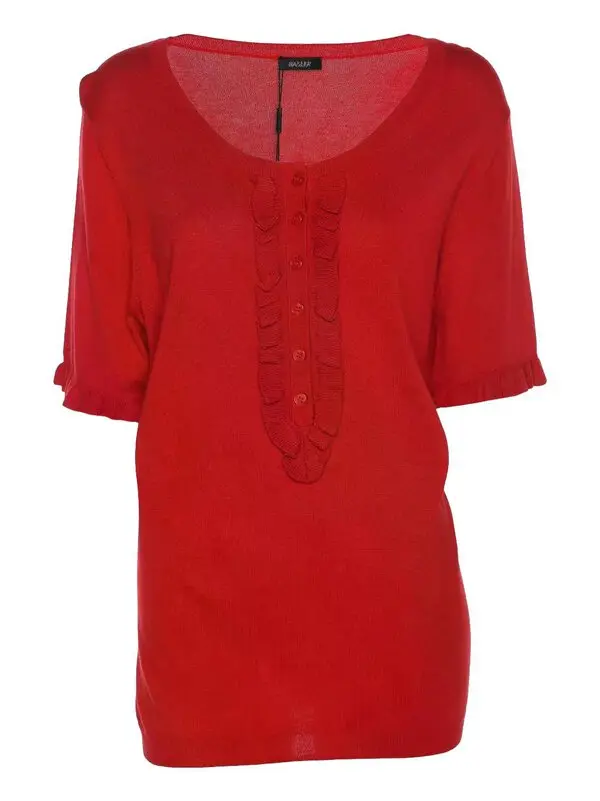 BASLER Ruffle Short-sleeve Blouse - Red