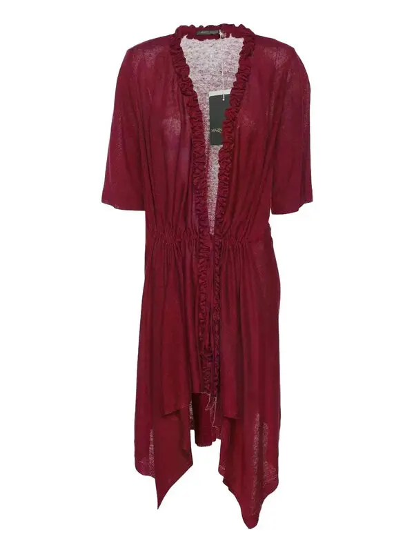 Marina Rinaldi Ruffle Drawstring Cardigan-coat - Red