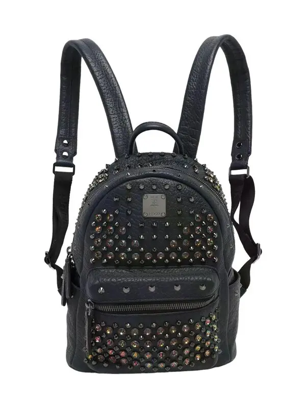 Mcm Stark Studded Leather Backpack - Blue
