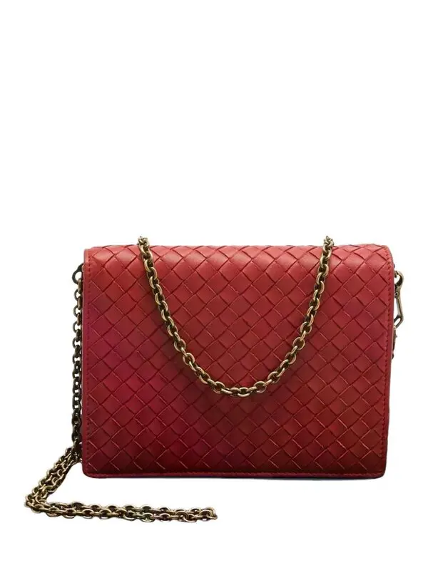Bottega Veneta Intrecciato Chain-strap Shoulder Bag - Red
