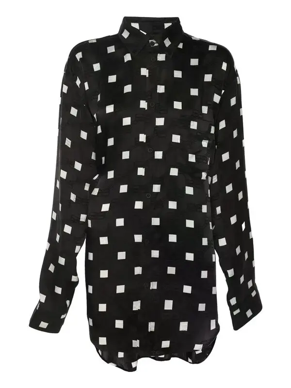 Balenciaga Geometric-print Satin Shirt - Black