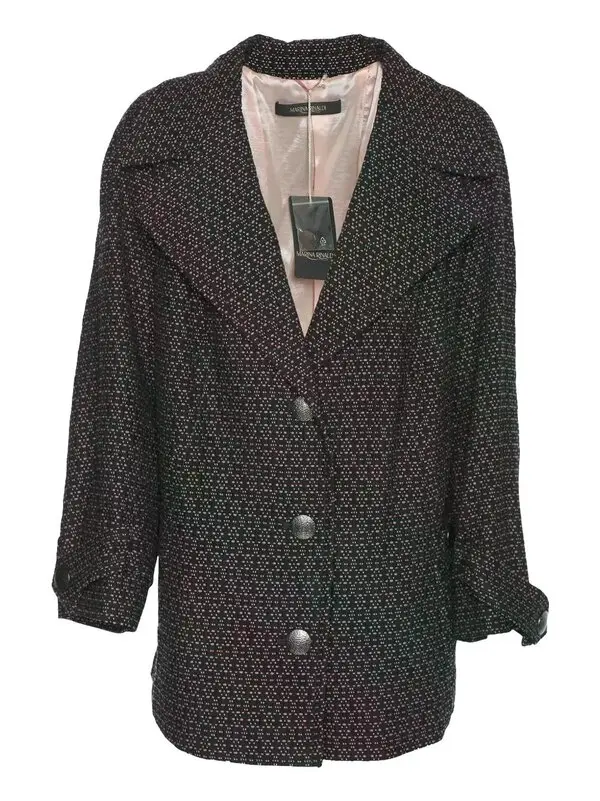 Marina Rinaldi Jacquard Wool Single-breasted Coat - Black