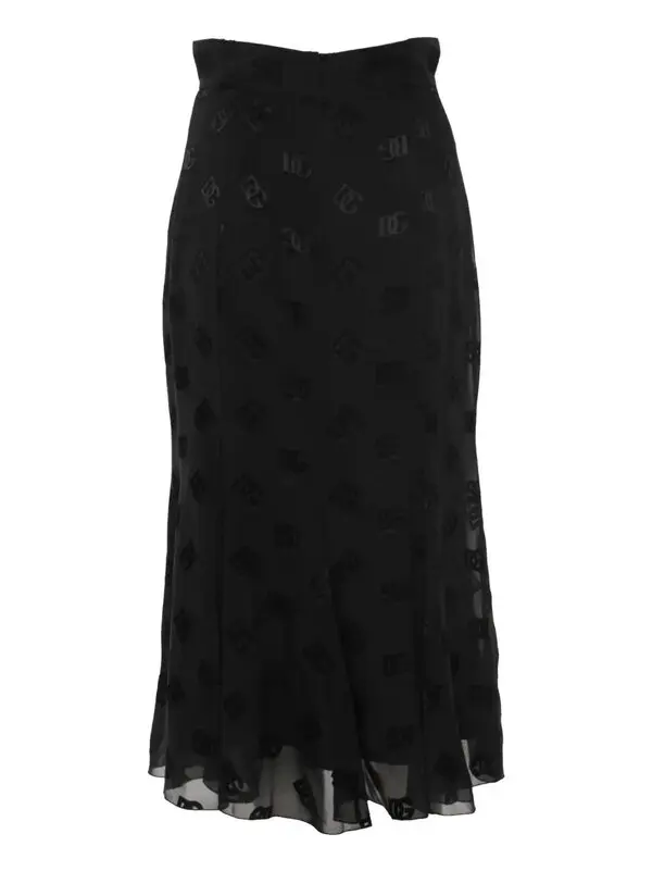 Dolce & Gabbana Logo-pattern Midi Skirt - Black