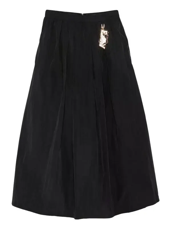 Emporio Armani Pleated Midi Skirt With Charm Detail - Black