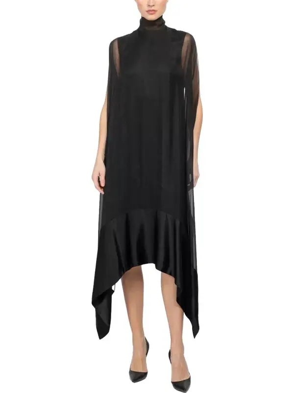 ALAINPAUL Asymmetric Turtleneck Dress - Black
