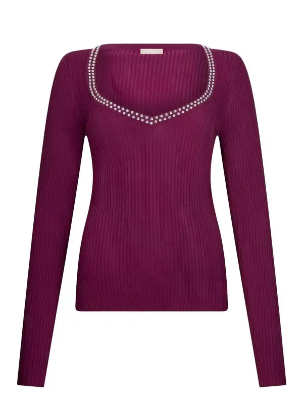 Liu Jo Studded V-neck Top - Purple