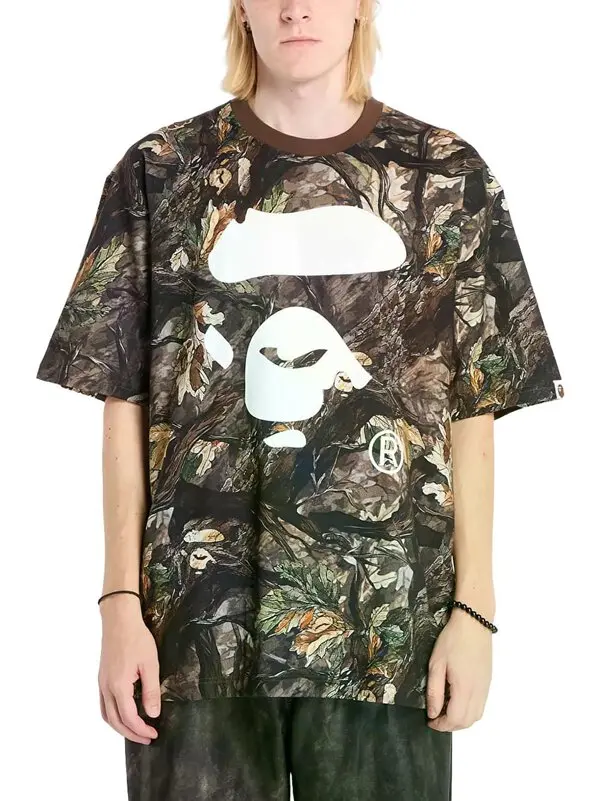 A BATHING APE Camouflage Ape Face T-shirt - Brown