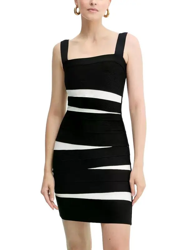 Herve Leger Eve Striped Mini Dress - Black