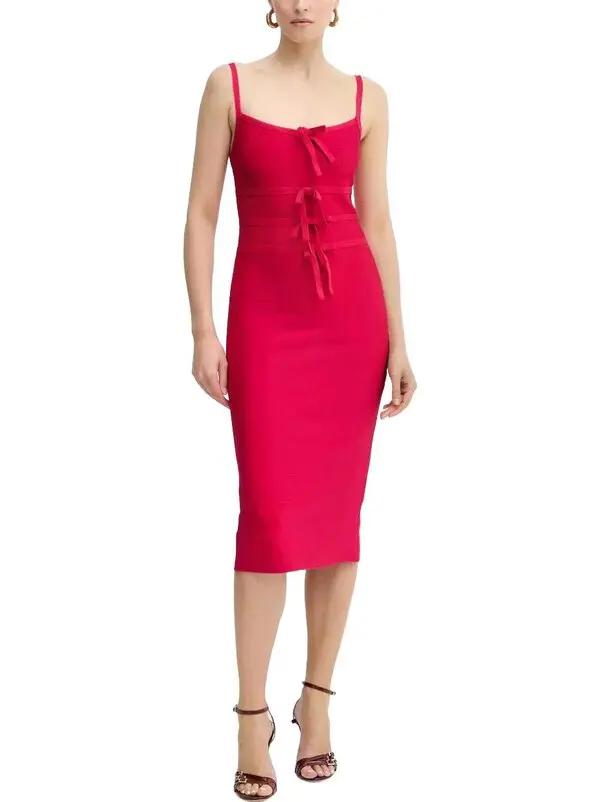 Herve Leger Alicia Bow Midi Dress - Pink