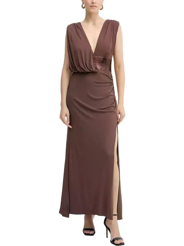 Herve Leger Lucille Sequin V-neck Maxi Dress - Brown