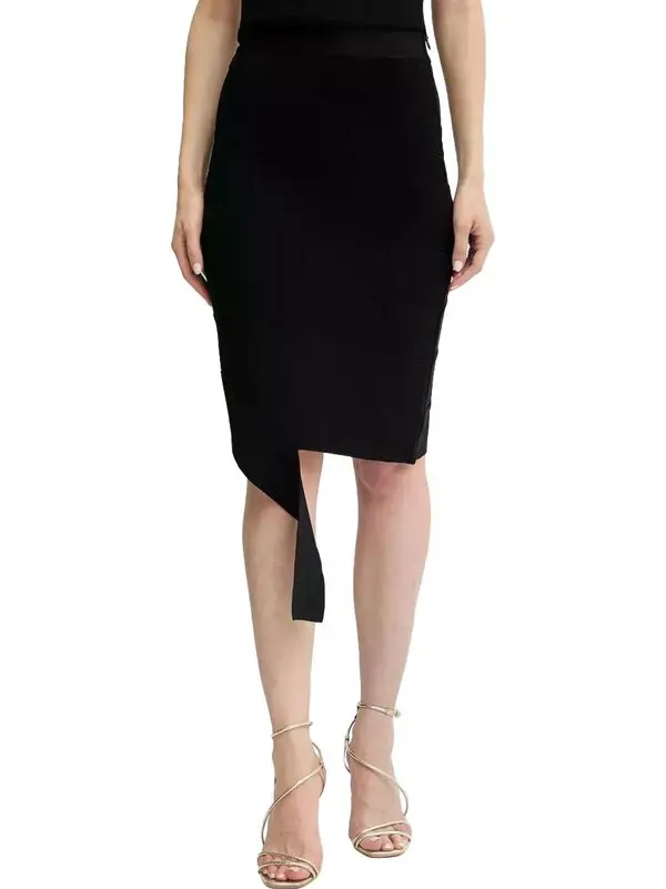 Herve Leger Alma Asymmetric Midi Skirt - Black