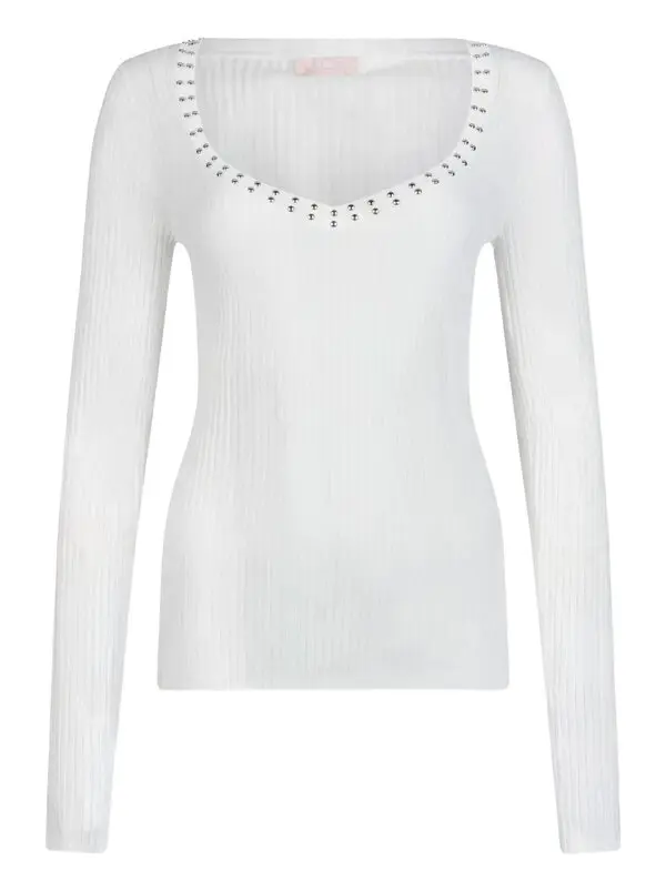 Liu Jo V-neck Studded Top - White
