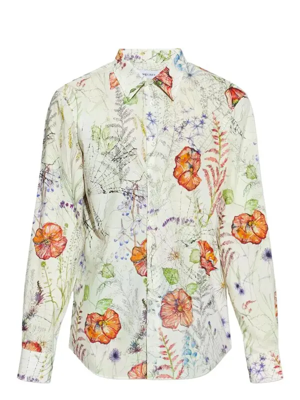 Alexander McQueen Floral-print Shirt - Neutrals