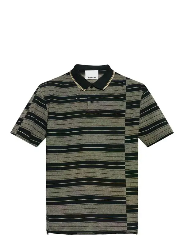MARANT Safko Striped-pattern Polo Shirt - Black