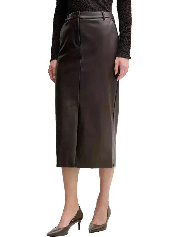 SANDRO FERRONE Slit Midi Pencil Skirt - Brown