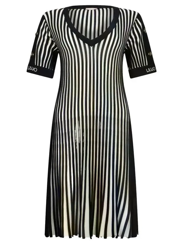 Liu Jo Ribbed-knit Striped Dress - Black