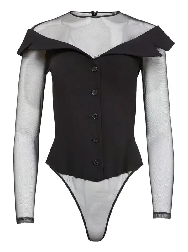 Fleur Du Mal Button Bodysuit - Black