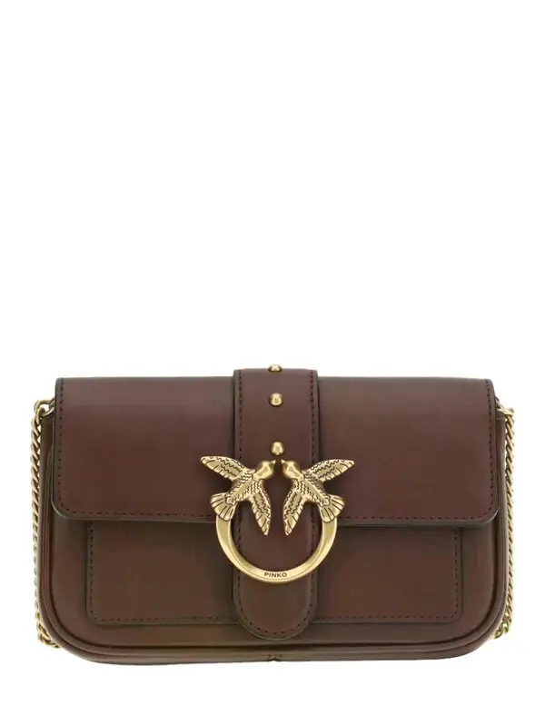 Pinko Love One Bird-buckle Chain Shoulder Bag - Brown