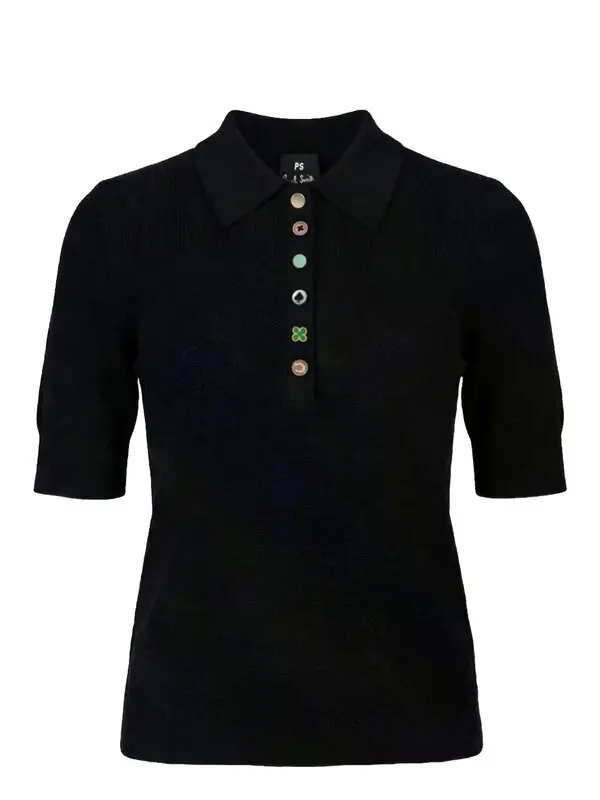 Paul Smith Button Polo Shirt - Black