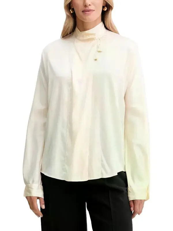 FORTE_FORTE Tassel Mock-neck Blouse - Neutrals