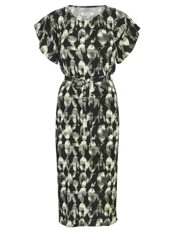 Henrik Vibskov Pina Belted Printed Midi Dress - Black