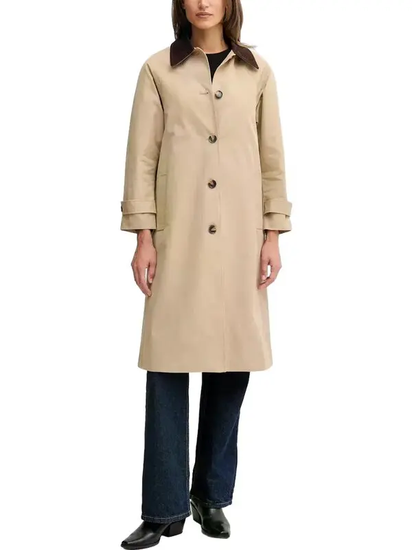 PEDRO DEL HIERRO Corduroy-collar Trench Coat - Neutrals