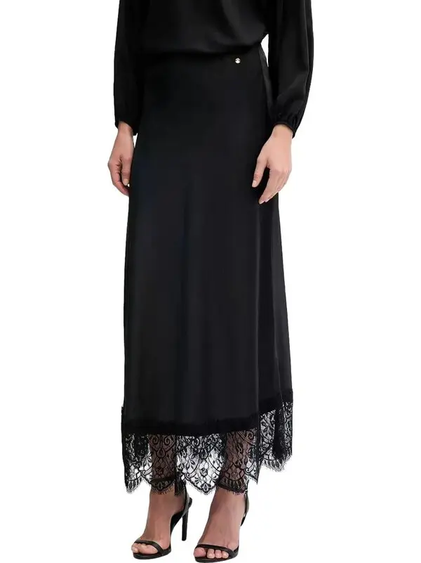 PEDRO DEL HIERRO Lace Trim Maxi Skirt - Black