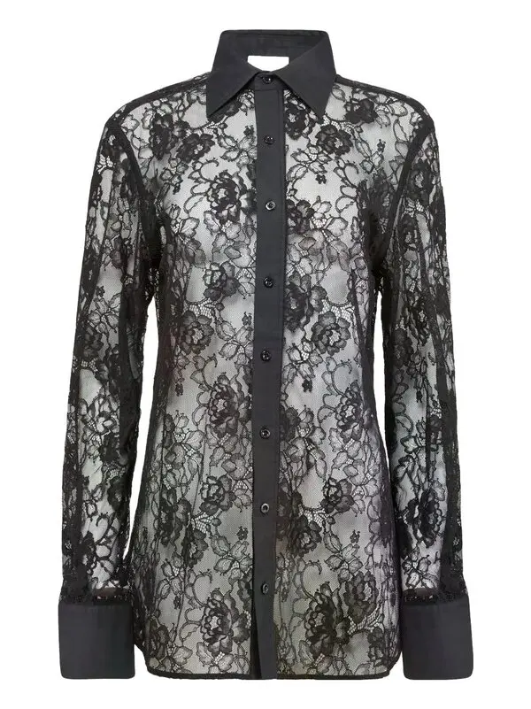 Fleur Du Mal Juliet Lace Button Shirt - Black