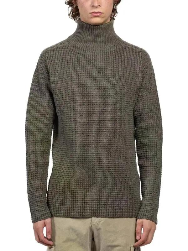 HANNES ROETHER Waffle Knit High-neck Sweater - Green