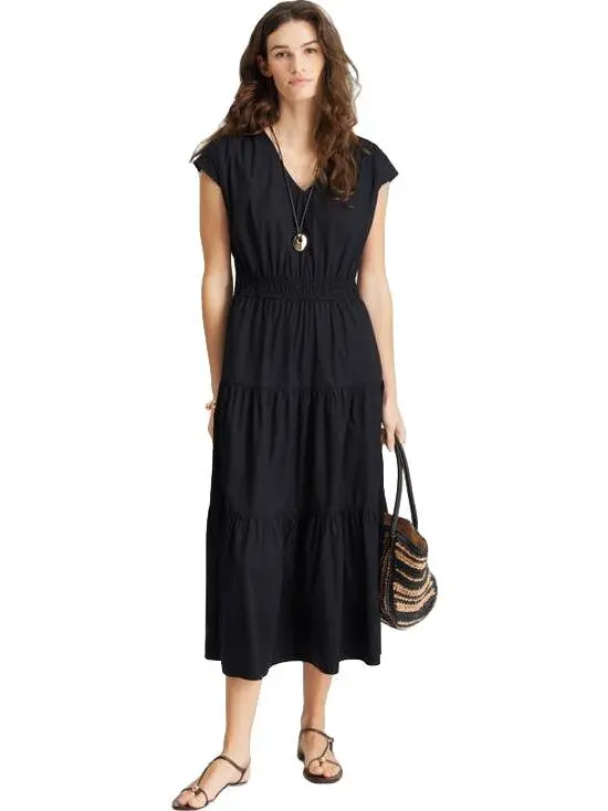 Nordstrom Tiered Poplin Maxi Dress - Black